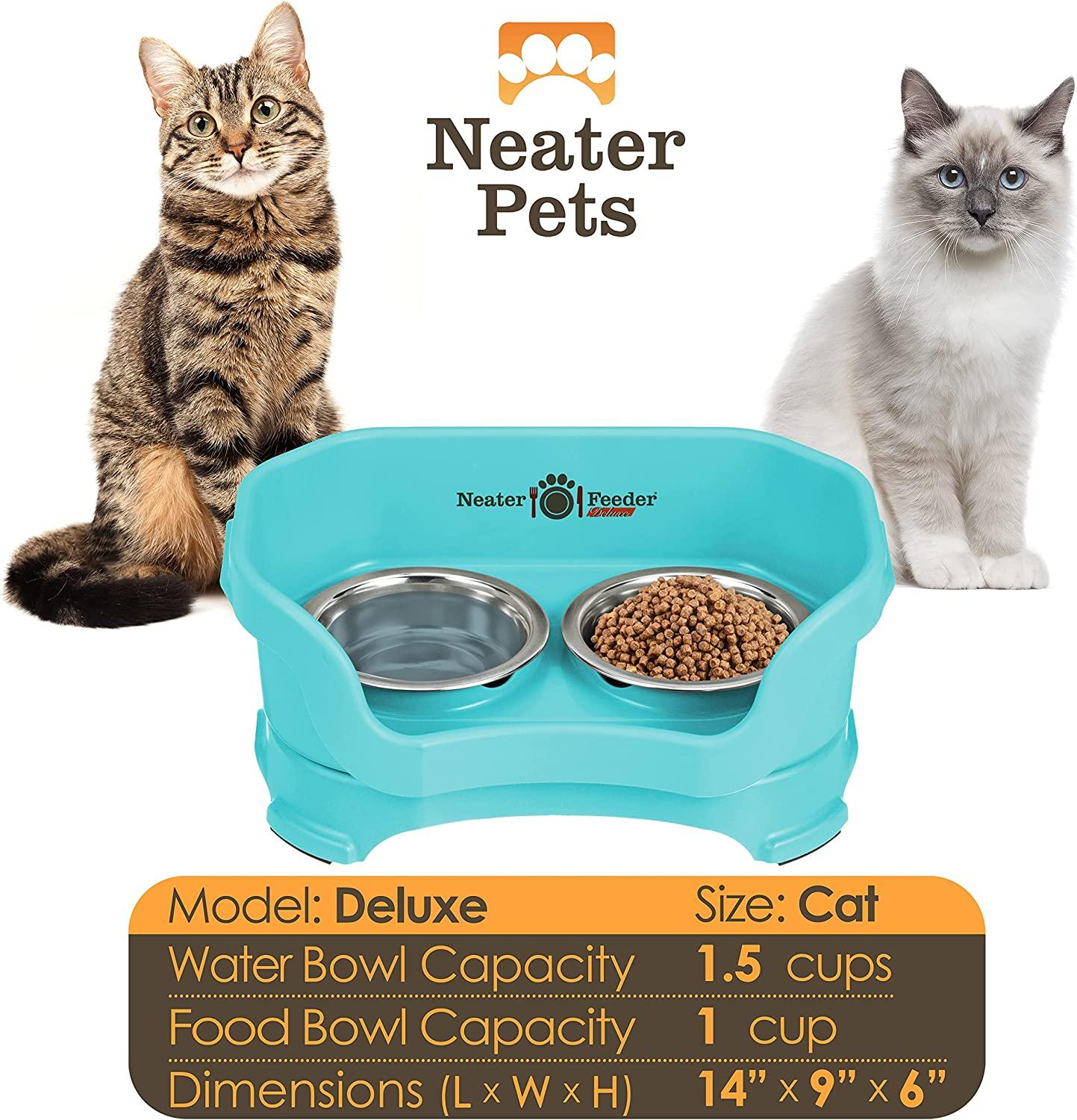 Neater Feeder Deluxe for Cats - Mess-Proof Elevated Bowls - Stainless ...