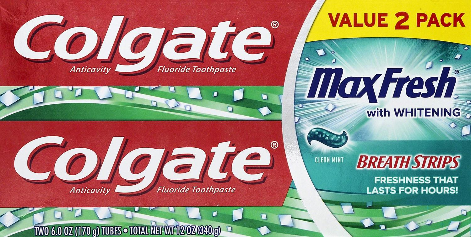Colgate MaxFresh Clean Mint Toothpaste with Mini Breath Strips 6 oz ...