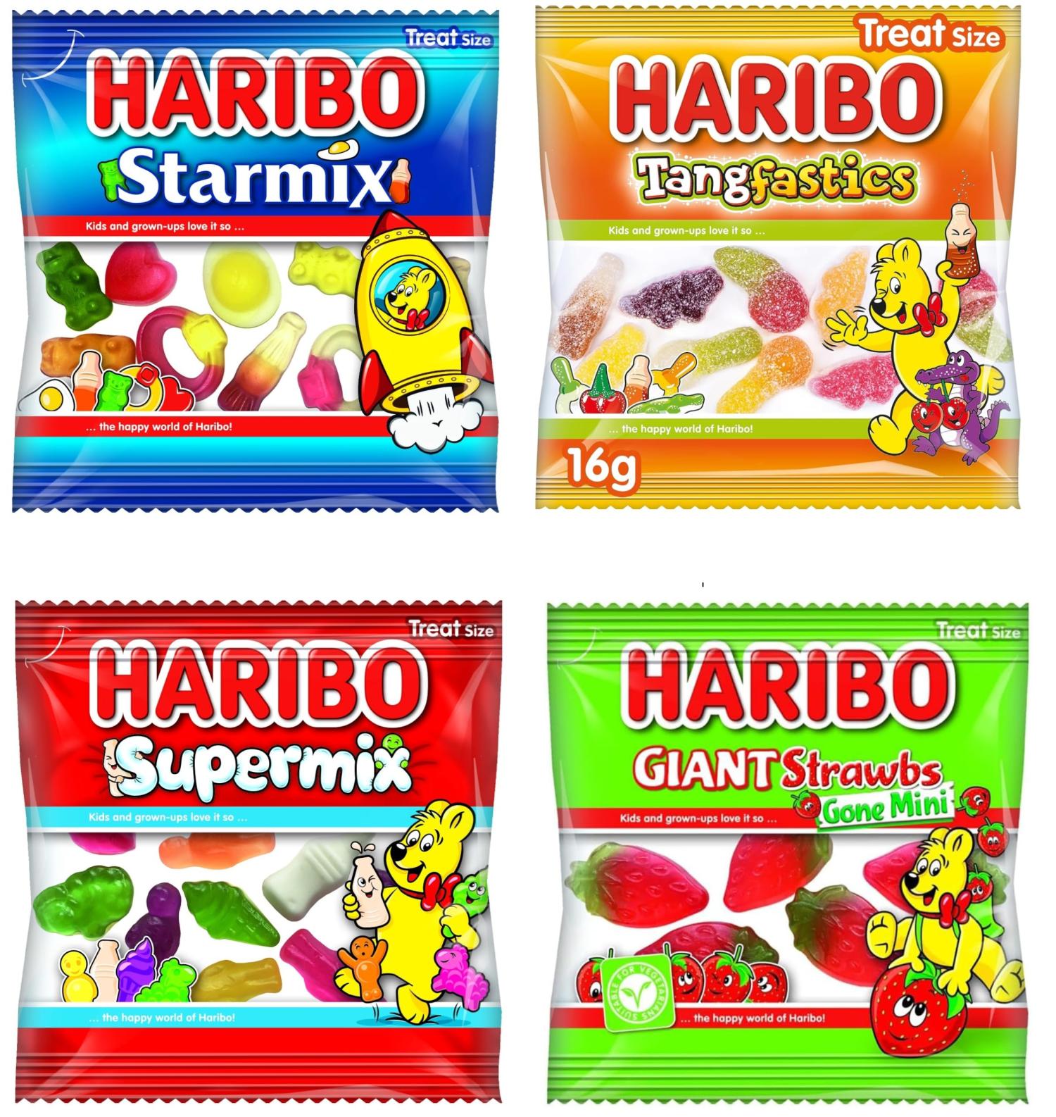 Haribo Tangfastics Supermix Starmix Giant Strawbs Gone Mini Treat Size ...