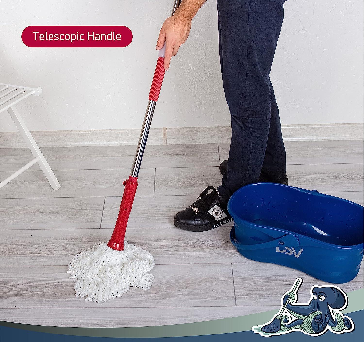 DSV Standard Twist Mop | Self Wringing Microfiber Mop with Scouring Pad ...