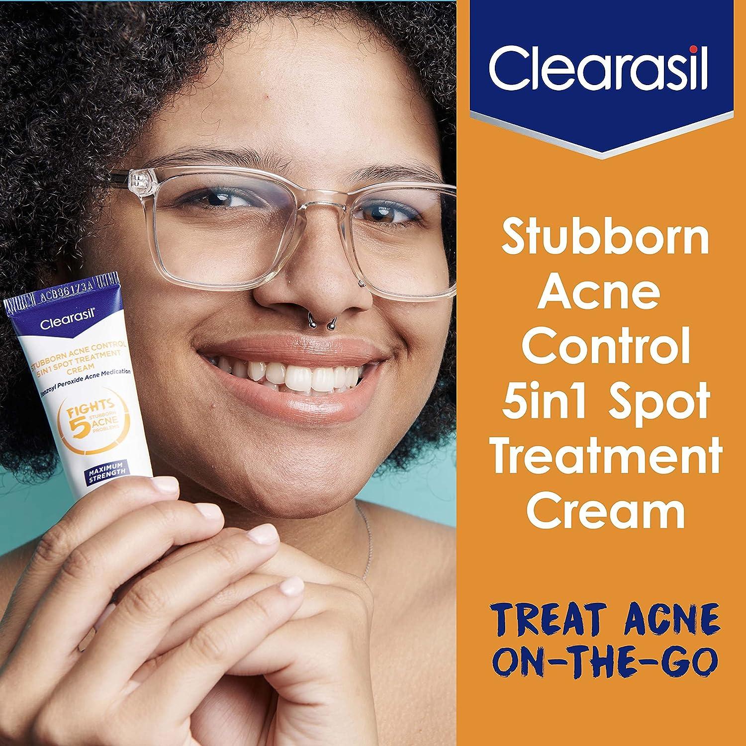Clearasil Stubborn Acne Control 5in1 Spot Treatment Cream - 10% Benzoyl ...