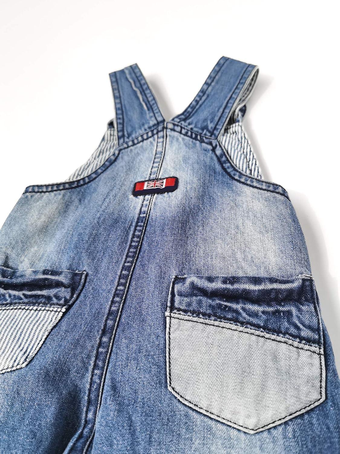 KIDSCOOL SPACE Flower Embroidered Denim Overalls for Baby & Little ...