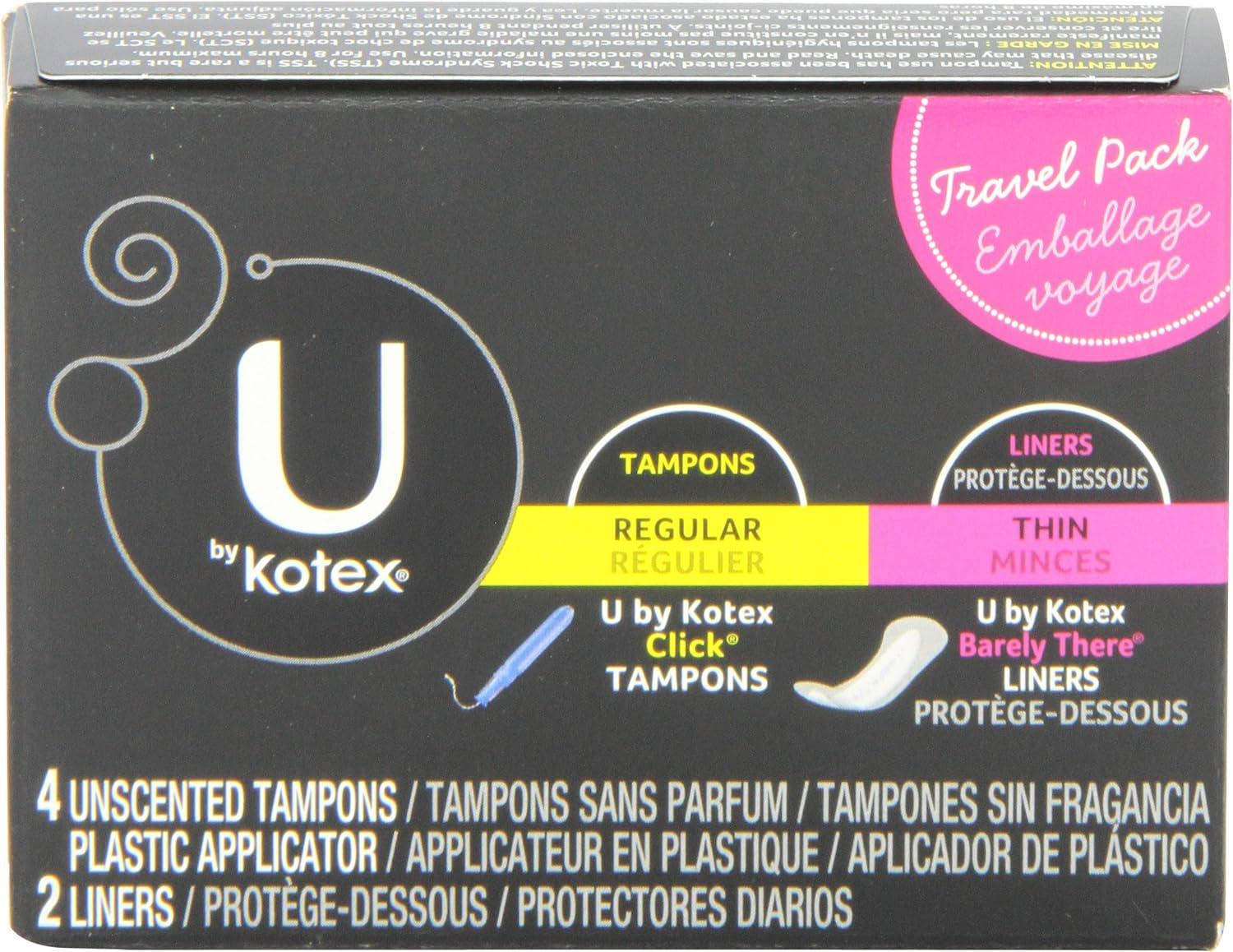 U by Kotex 4 Regular Tampons and 2 Thin Liners - 6 Count Pack | Buy Now ...