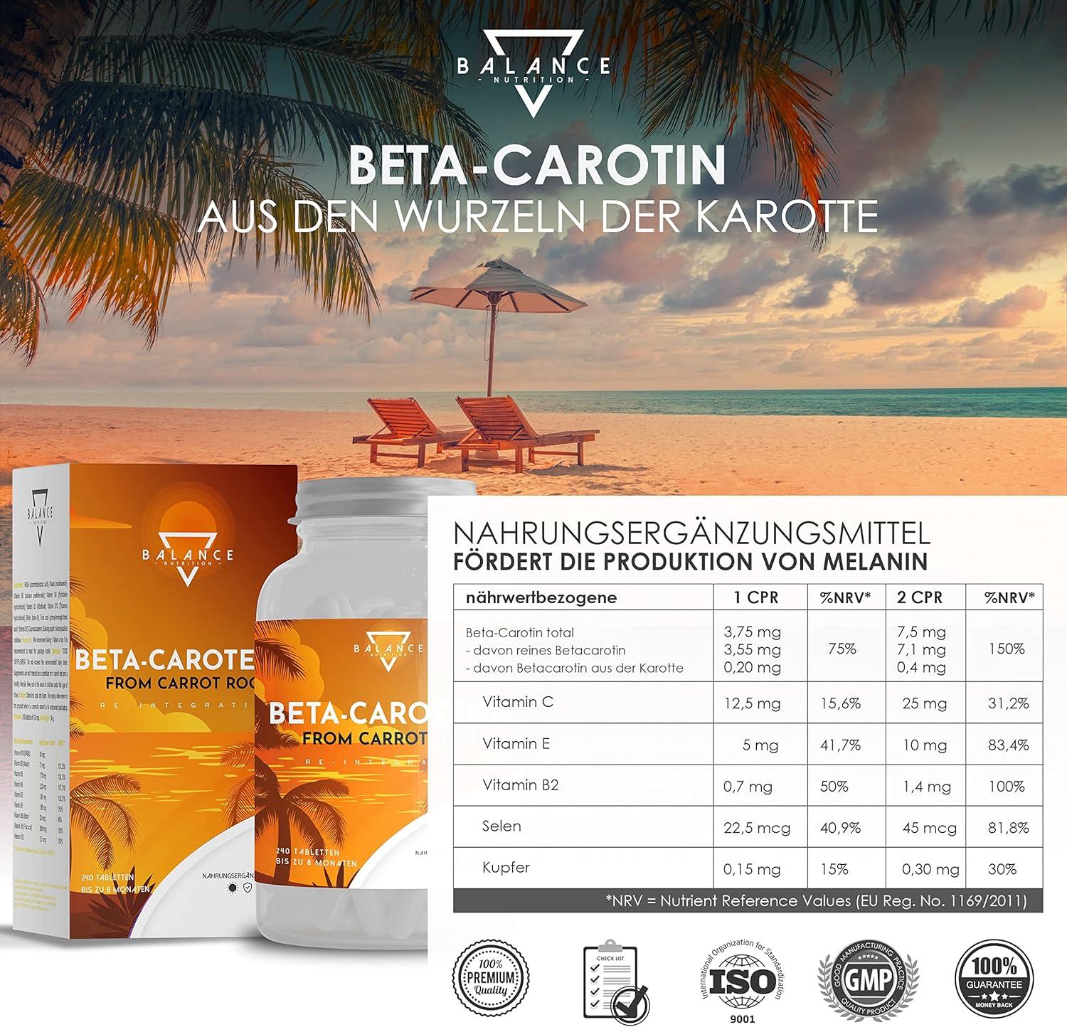 Beta Carotene 240 Tablets - Natural Browning Capsules for High Dose Tan ...