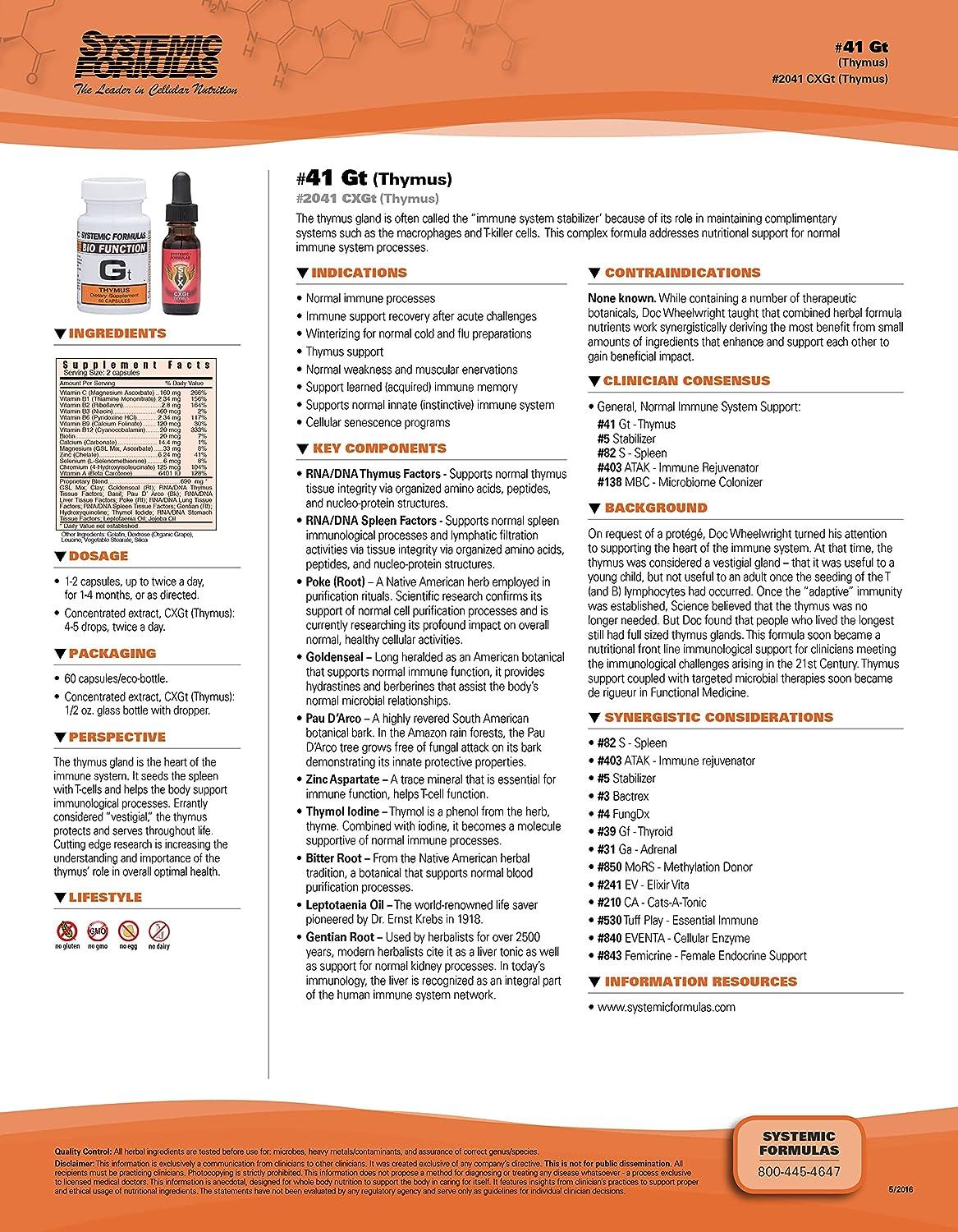 Systemic Formulas Bio Function Gt Thymus - 60 Capsules | Immune Support ...