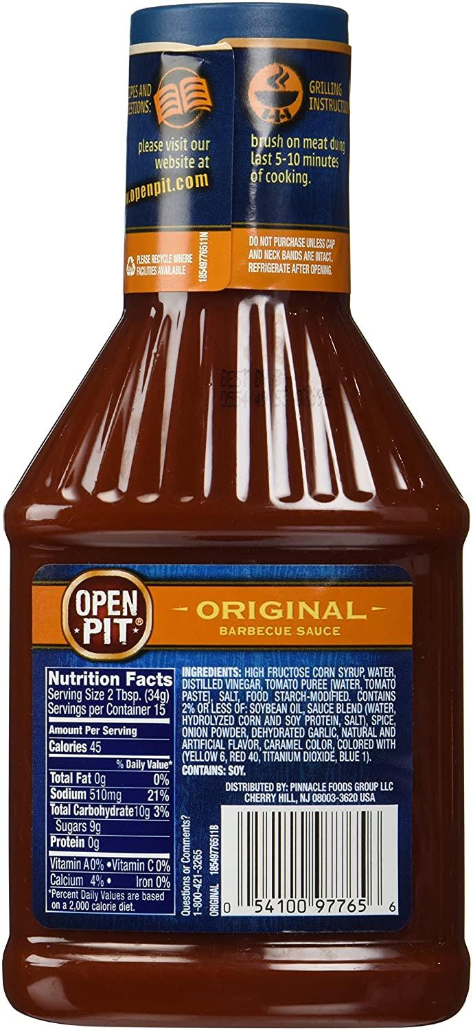 Open Pit Original BBQ Sauce 18-Ounce - Pack of 3 | BBQ Sauce Combo for ...
