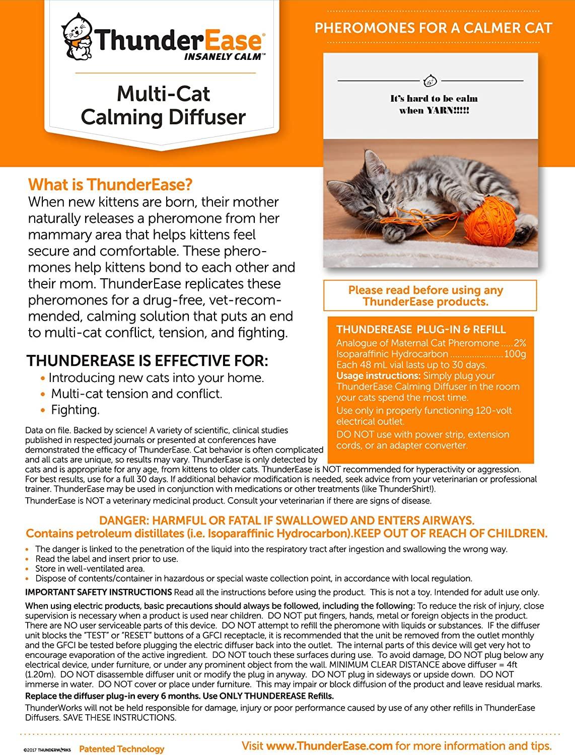 ThunderEase Multicat Calming Pheromone Diffuser Refill | Reduce Cat ...