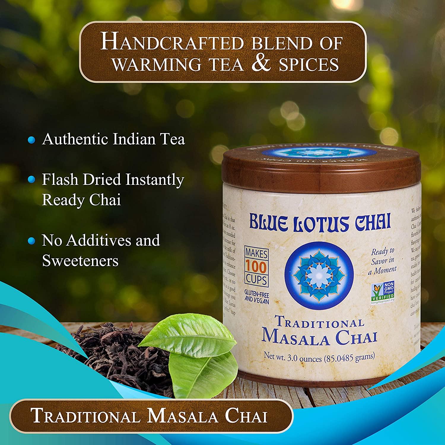 Blue Lotus Chai Traditional Masala Chai - 3 Ounce Powder - Organic ...