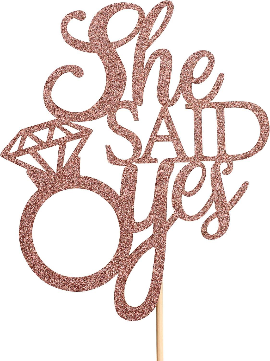 Unimall Rose Gold 'She Said Yes' Cake Topper - Perfect for Engagement ...