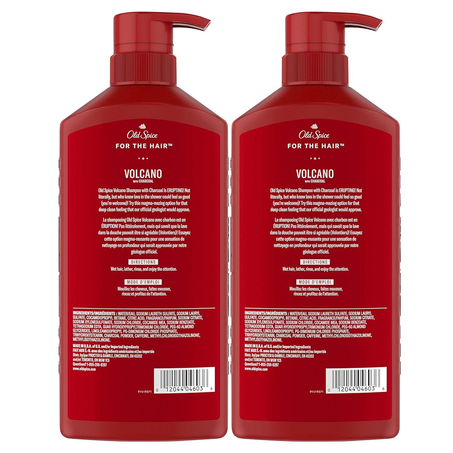 Old Spice Charcoal Shampoo for Men Twin Pack 21.9 Fl Oz - Volcano Scent ...