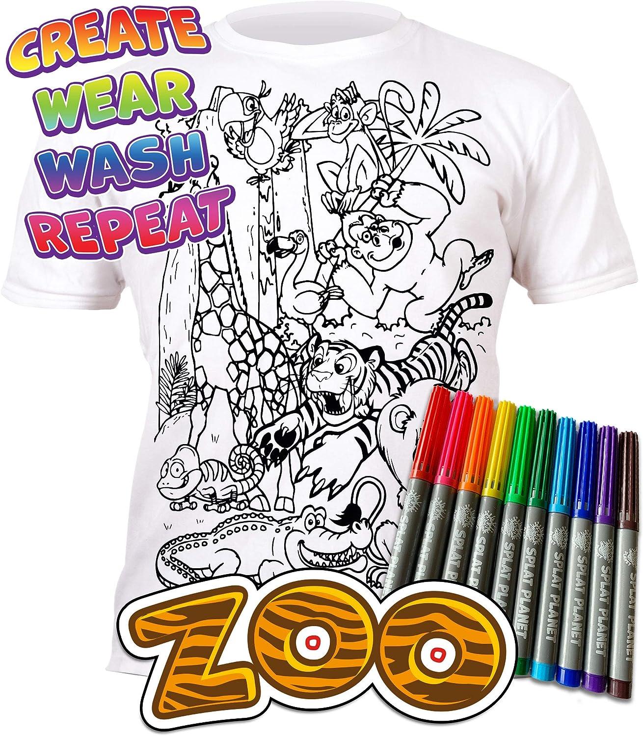 Splat Planet Color in Zoo T-Shirt | 10 Non-Toxic Washable Magic Pens ...