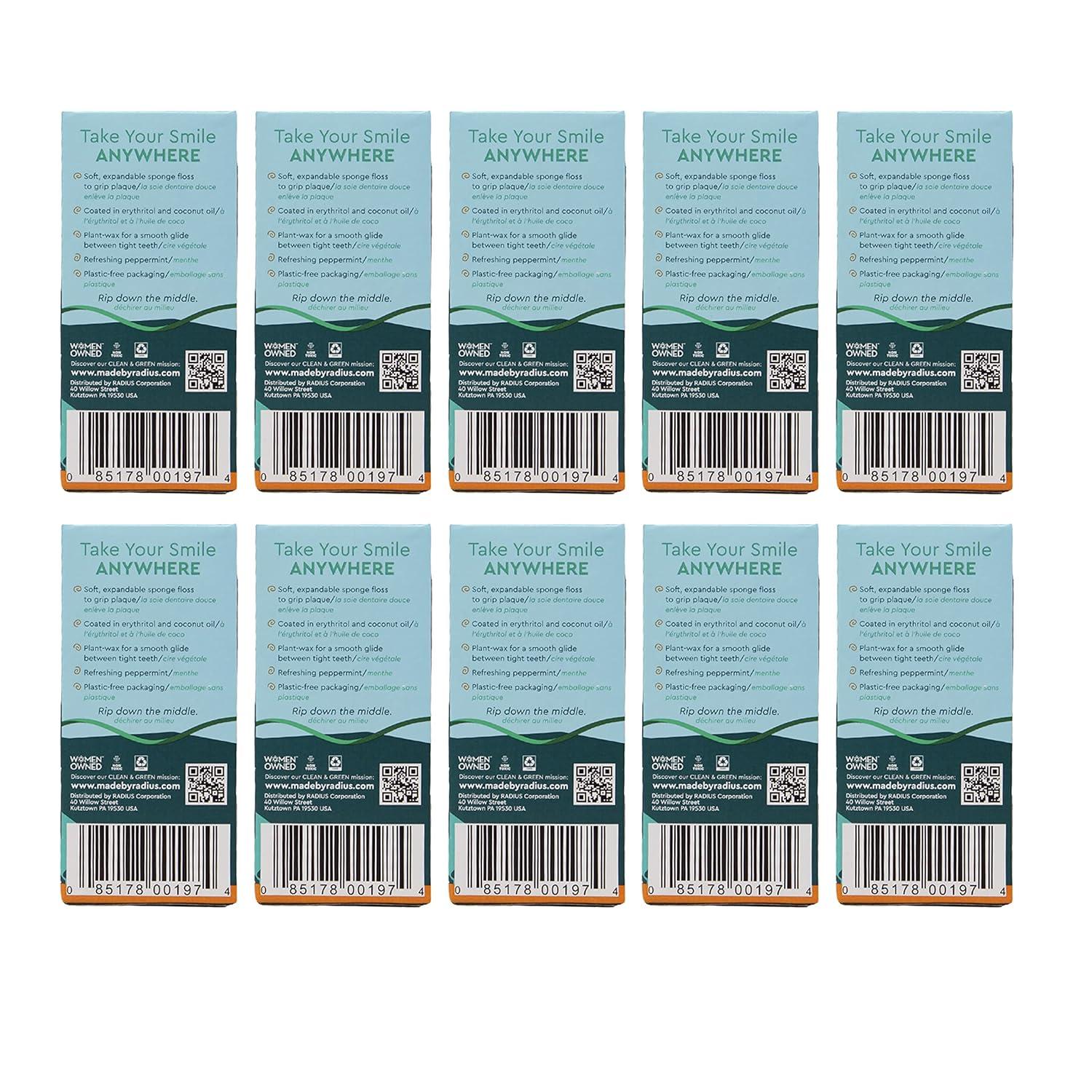 Radius Vegan Peppermint Travel Dental Floss - Non-Toxic Oral Care 20 ...