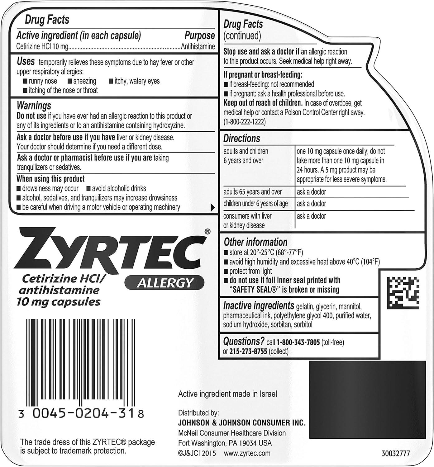 Zyrtec 24 HR Allergy Relief Liquid Gel Capsules - 12 ct Pack ...