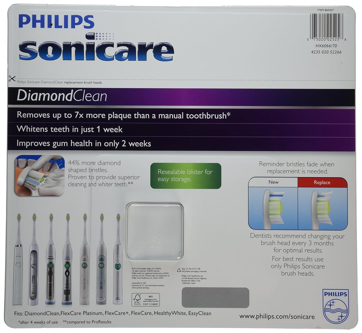 Philips Sonicare HX6066/70 DiamondClean Standard Brush Heads 6-Pack ...