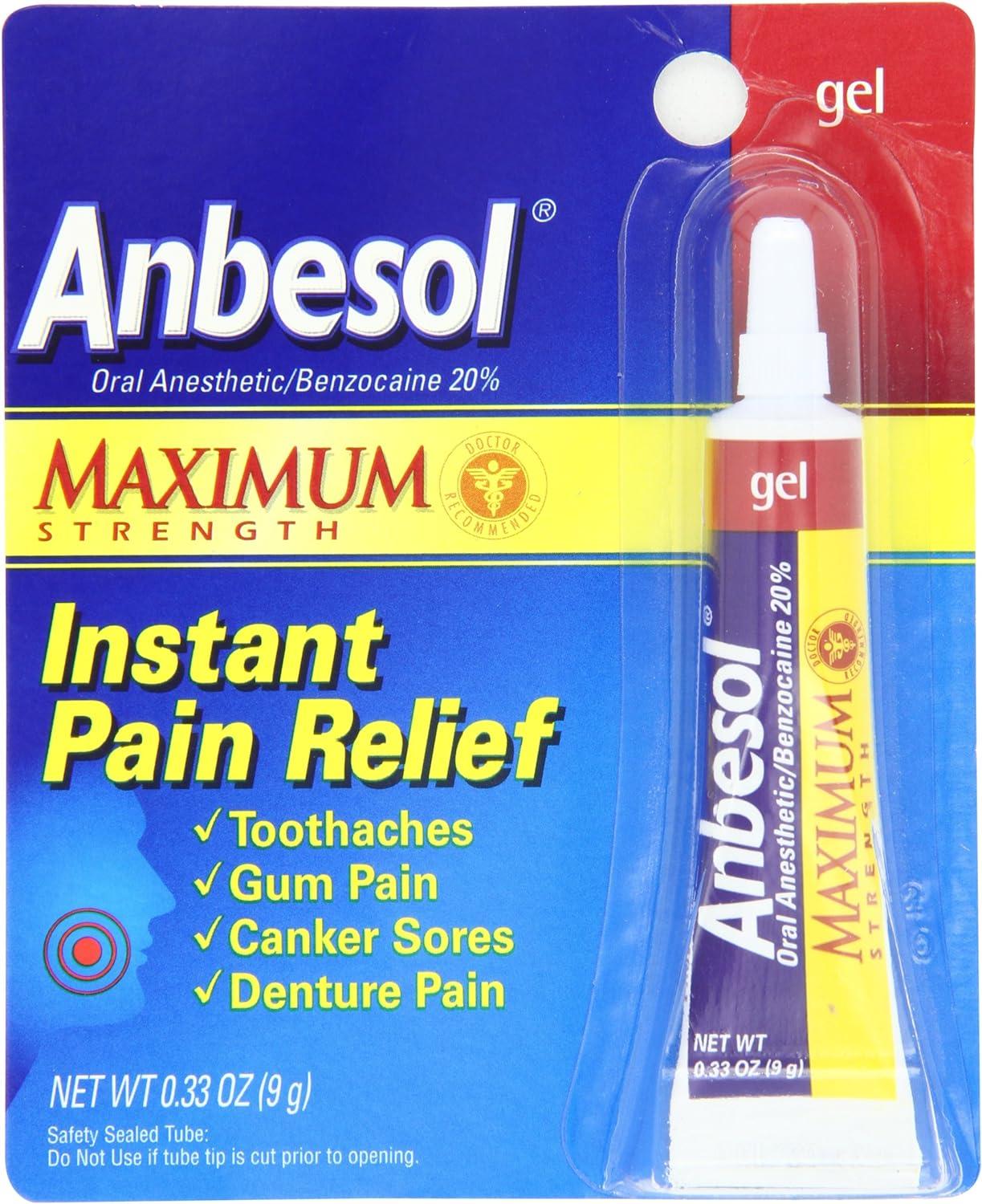 Anbesol Maximum Strength Oral Anesthetic Gel 0.33oz (Pack of 3) - Fast ...