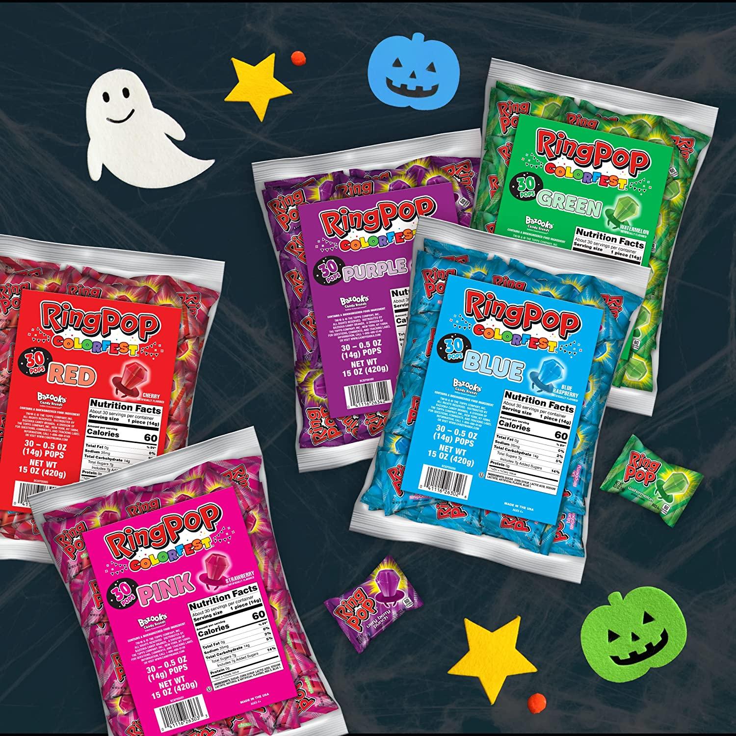 Ring Pop Halloween Blue Raspberry Party Pack - 30 Count Individually ...