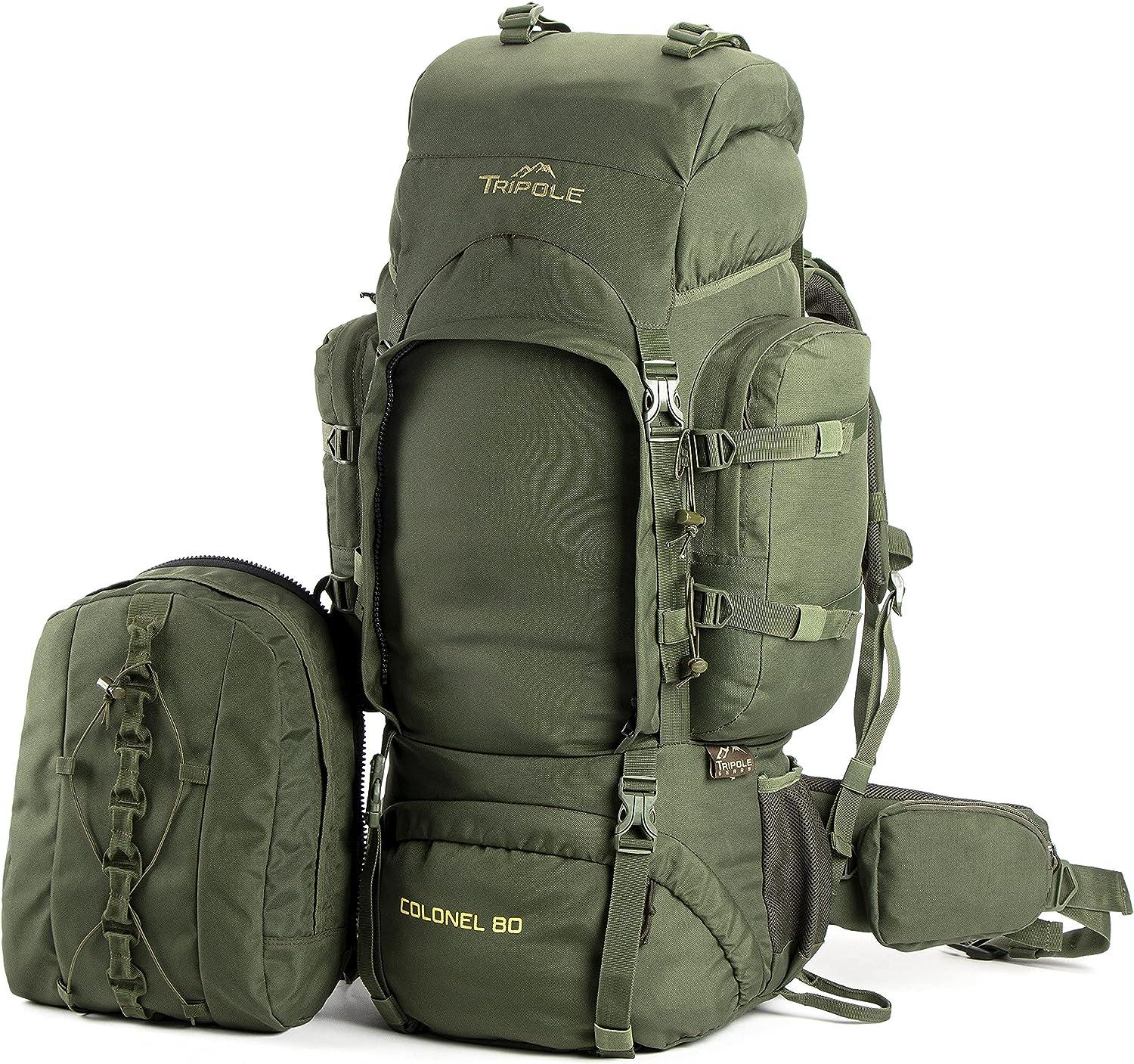 TriPole Colonel 95L Rucksack with Detachable Day Pack - Army Green ...