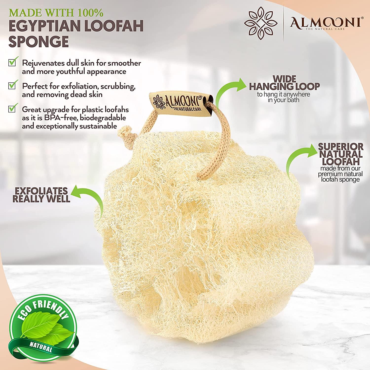 Almooni Mini Natural Loofah Sponge - Egyptian Shower Exfoliating ...