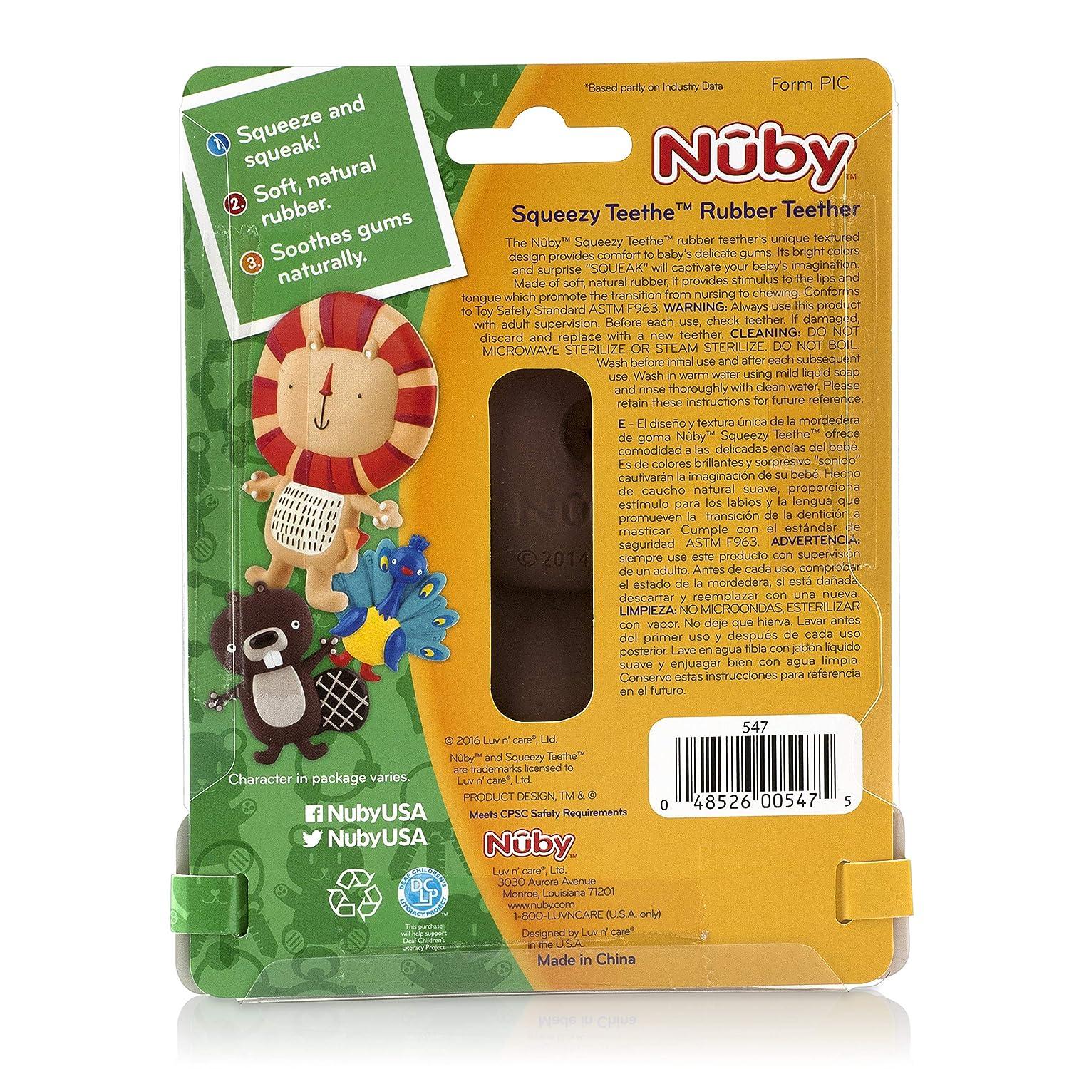 Nuby Squeezy Teethe Rubber Teether - Beaver | Soothing Teething Toy ...