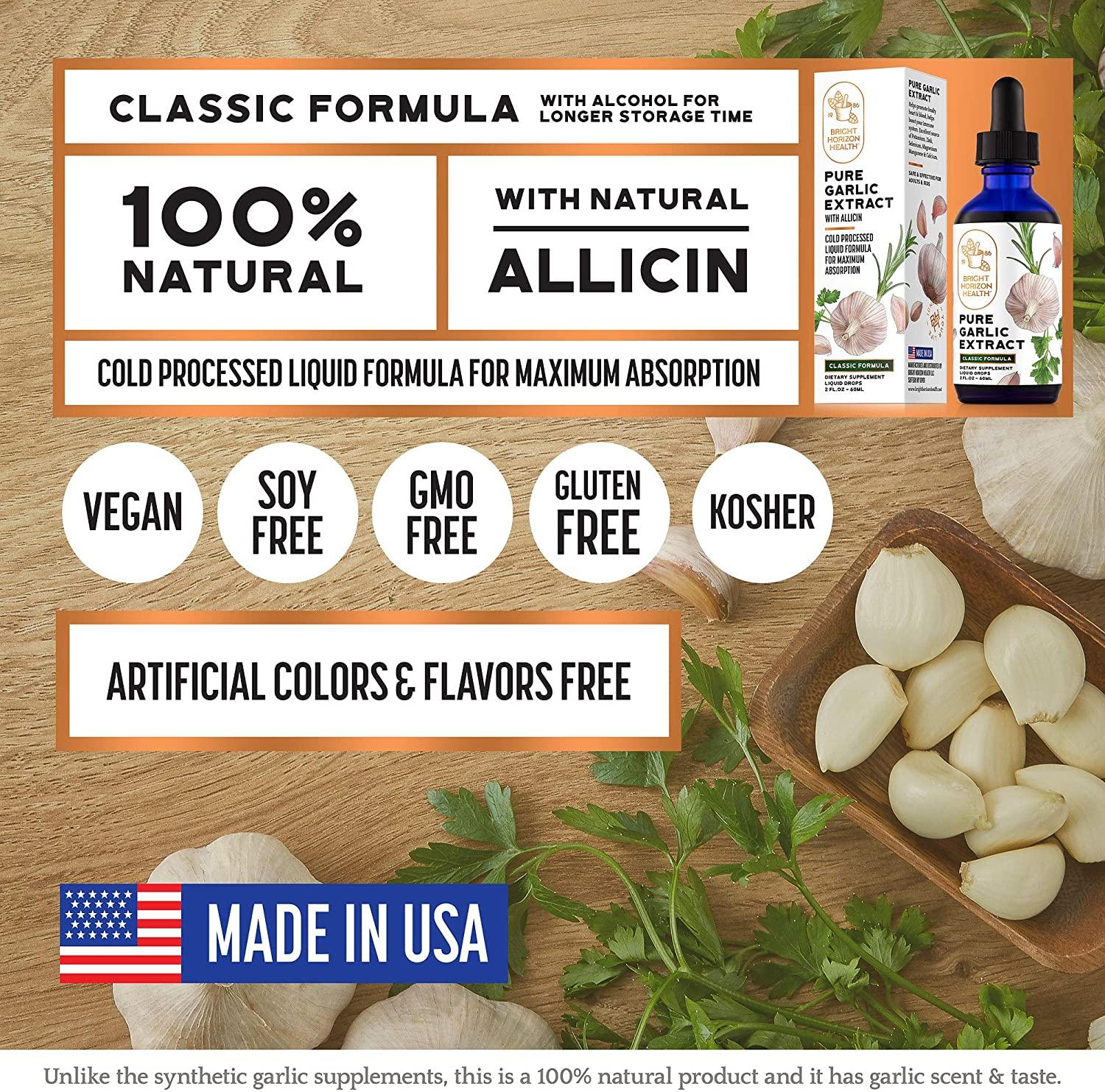 Pure Garlic Extract with Allicin - Immune Support Supplement - Vegan ...