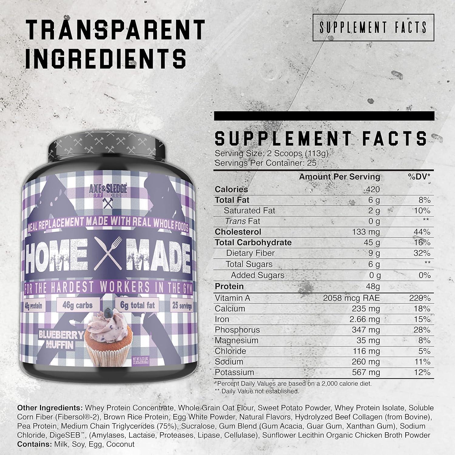 Axe & Sledge Whole Foods Meal Replacement Powder - Blueberry Muffin ...