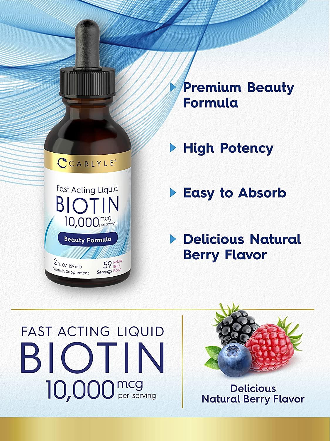 Carlyle Liquid Biotin 10000mcg 2 oz | Extra Strength Gel Drops ...
