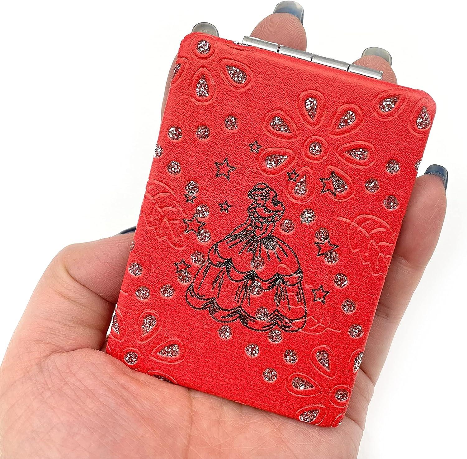 12 Pcs Quinceanera Bling Compact Mirror Set - Red Square Pu Leather ...