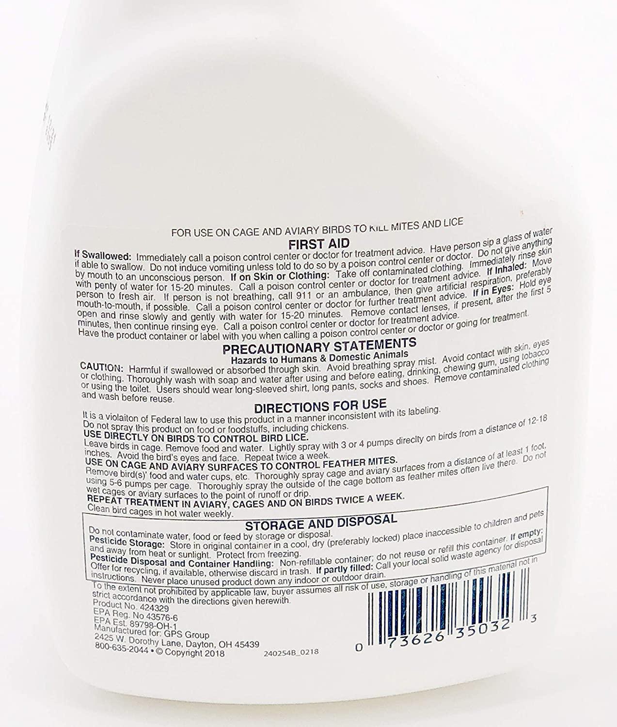 Scalex Mite & Lice Spray for Birds - 32 Oz | Effective Bird Lice ...