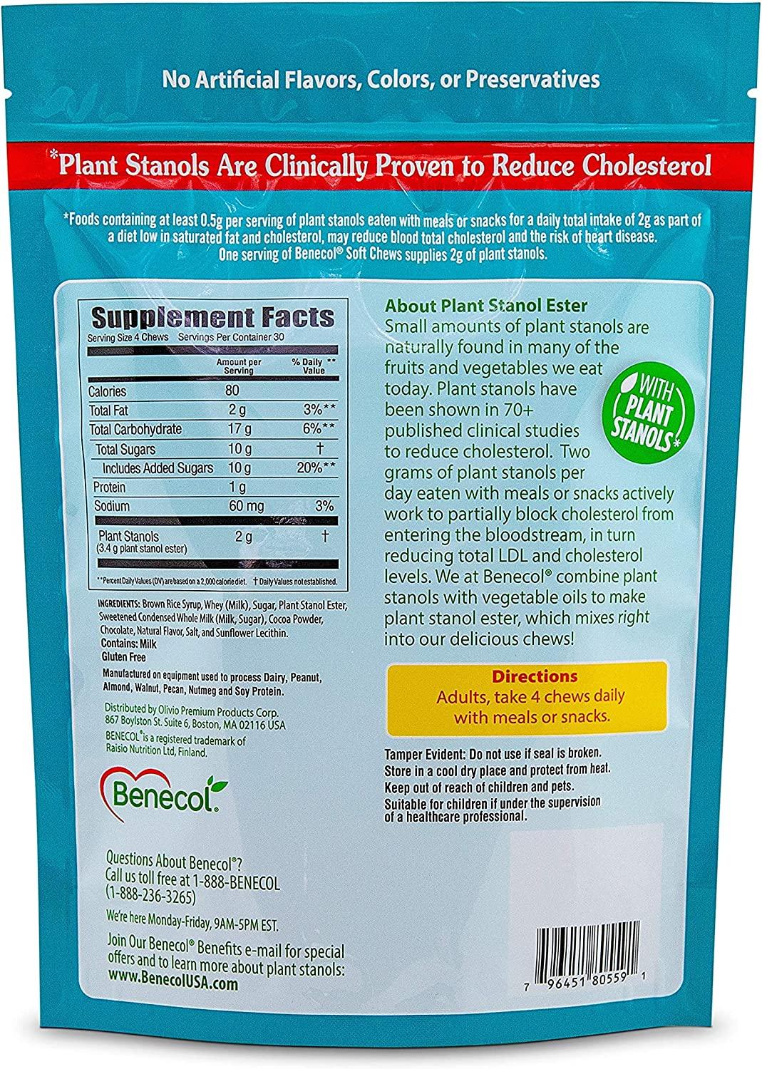 Benecol Soft Chews - Cholesterol-Lowering Plant Stanols - 120 Chocolate ...