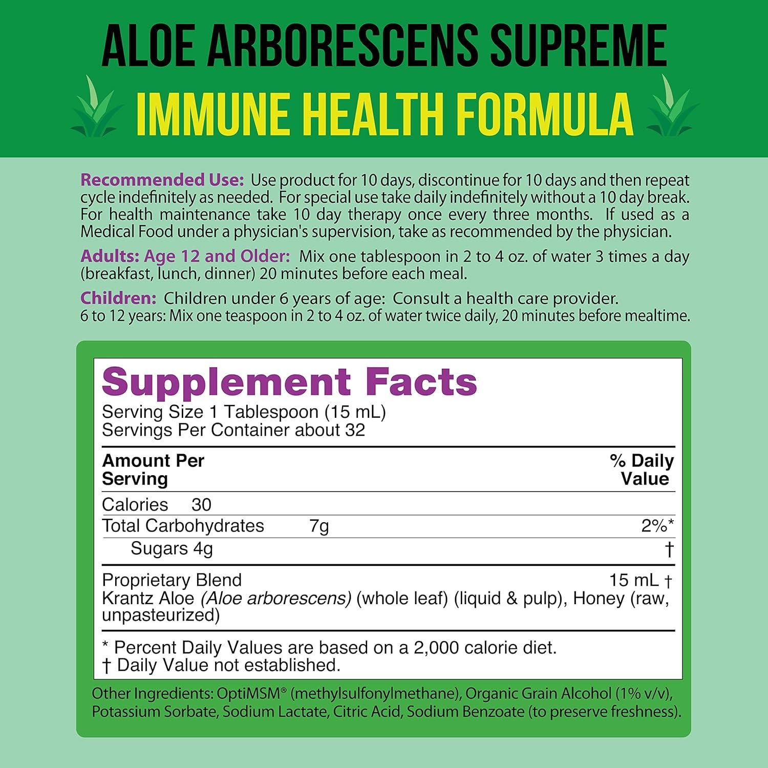 Supreme Immune Health Formula - Aloe Arborescens with Aloe Juice ...