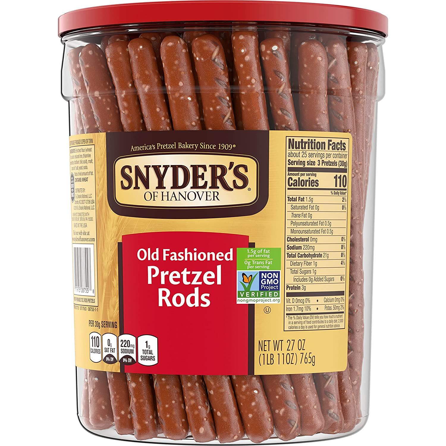 Snyder's of Hanover Pretzel Rods Canister 27 Oz - Old Fashioned 27 ...