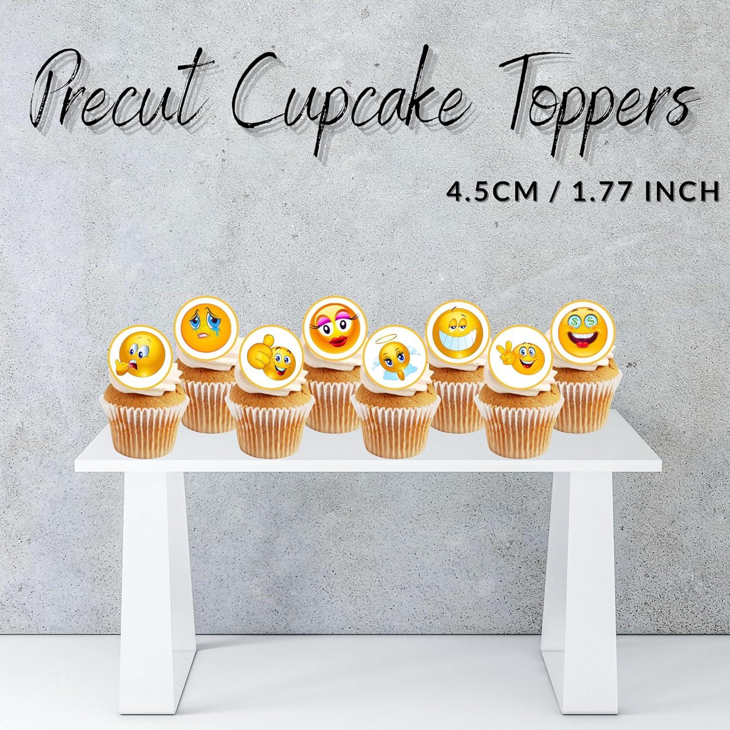 PRECUT Emoji Cupcake Toppers #1 Emoji Cake Topper Edible Emoji Cake ...