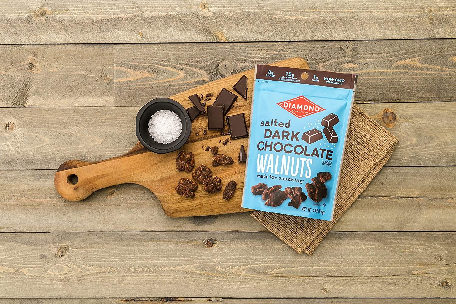 Diamond of California Salted Dark Chocolate Walnuts 4 oz - Gourmet Nut ...