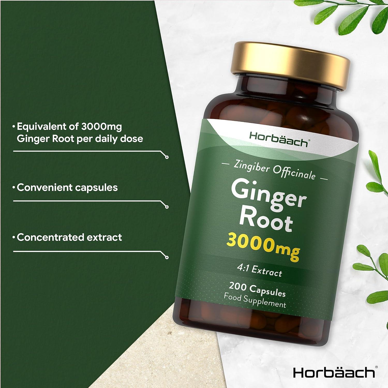 Ginger Capsules 3000mg | 200 High Strength Powder Capsules | Zingiber ...