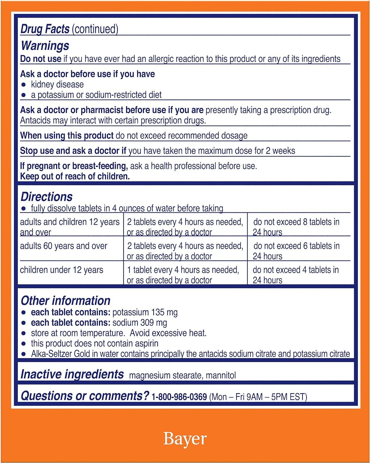 Alka-Seltzer Gold 36 ct Effervescent Tablets - Fast Relief for ...