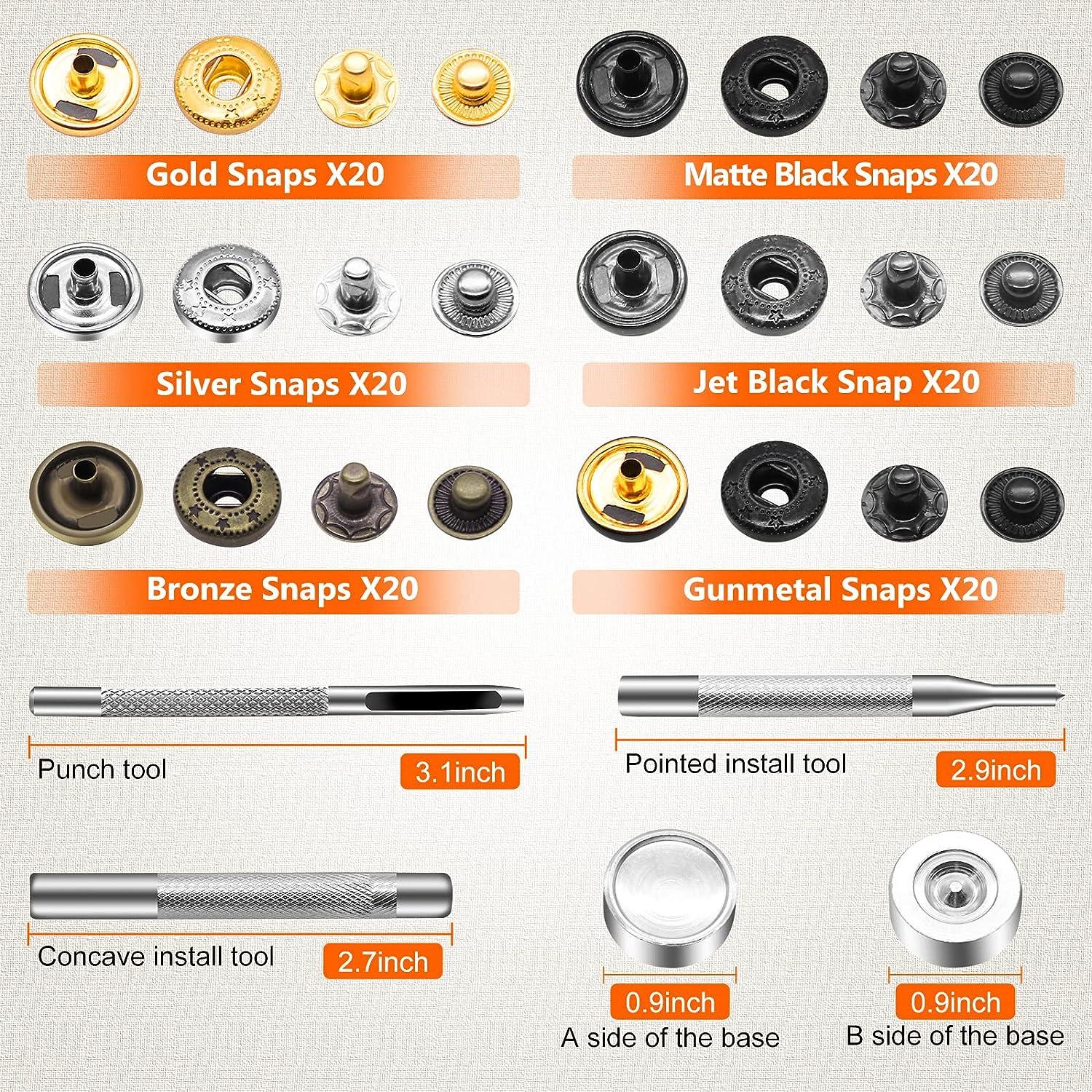 Alritz 120 Set 12.5mm Metal Button Snap Fasteners Kit with Tools - 6 ...