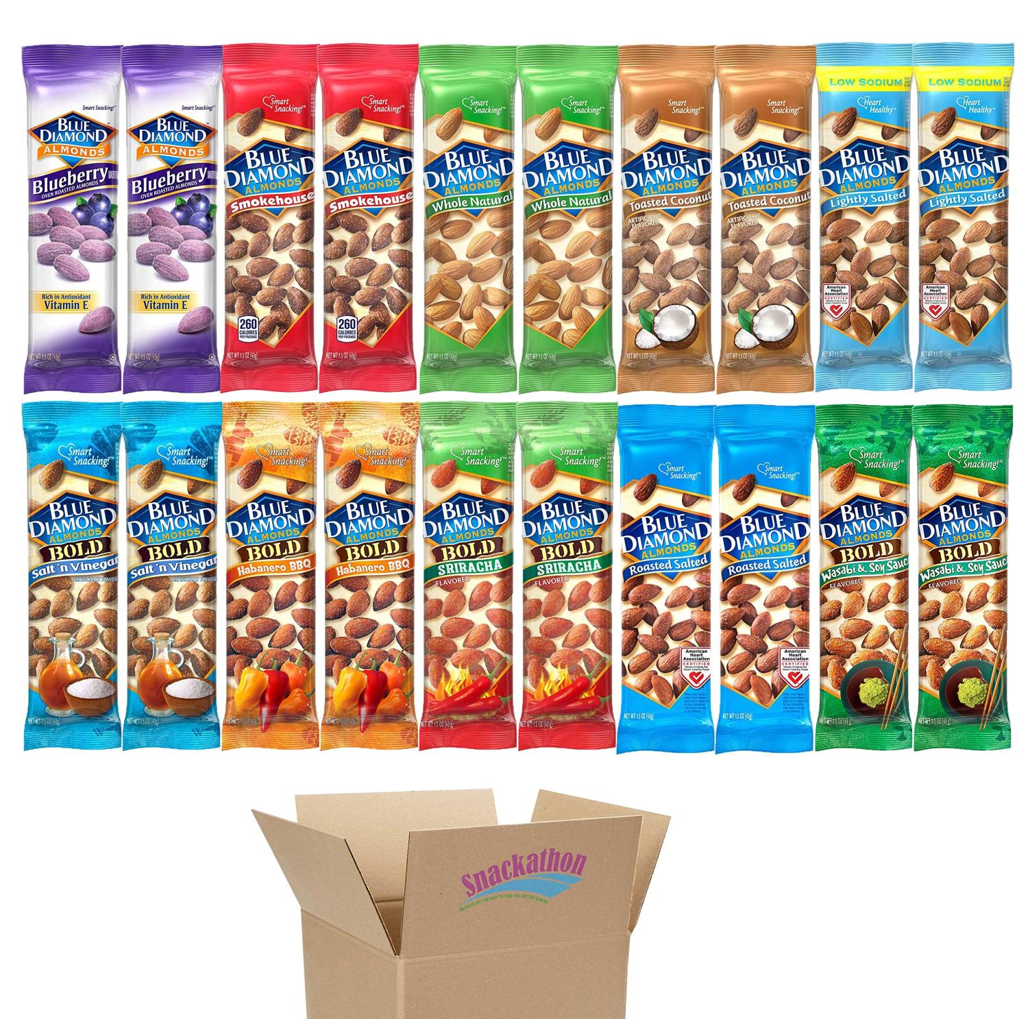 Blue Diamond Almonds Variety Pack - 10 Flavors, 2 Bags per Flavor, 1 ...