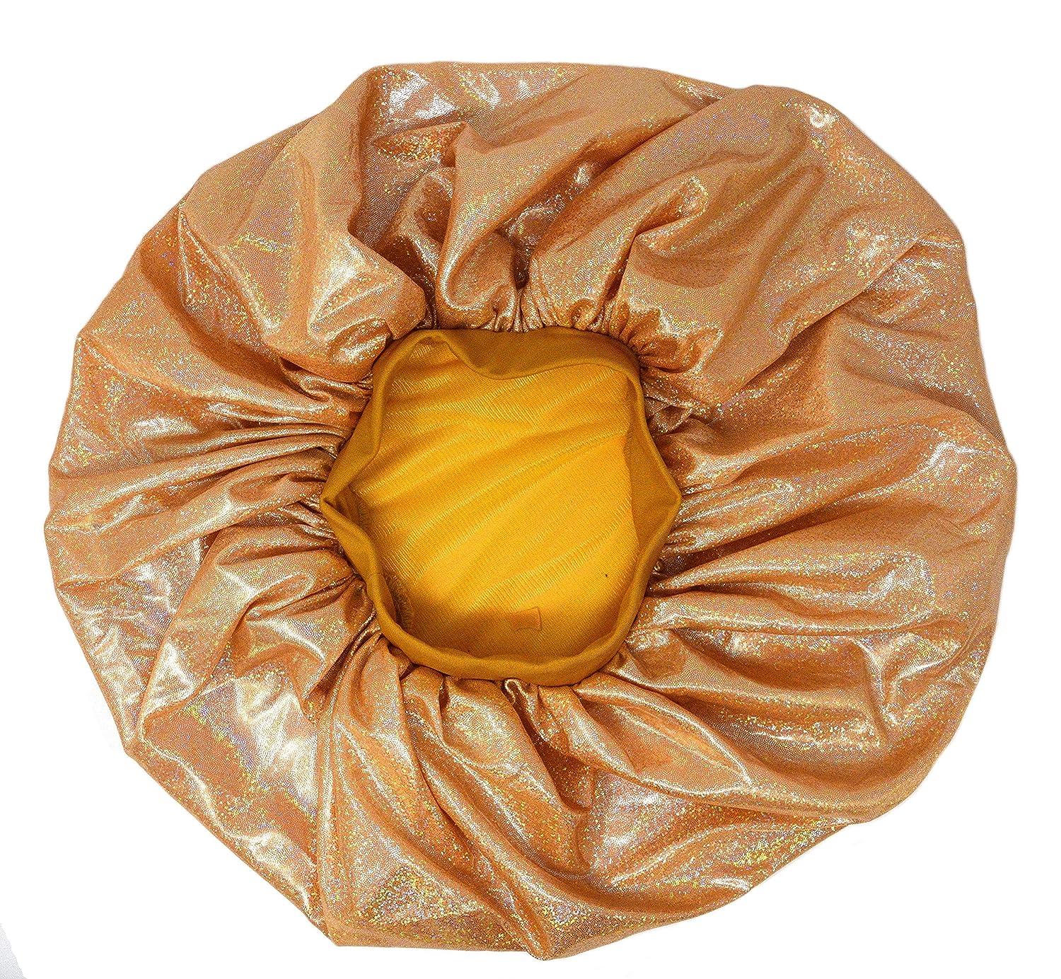 Holographic Super Jumbo Nightcap Wide Band Bonnet Hat in Orange Pearl ...