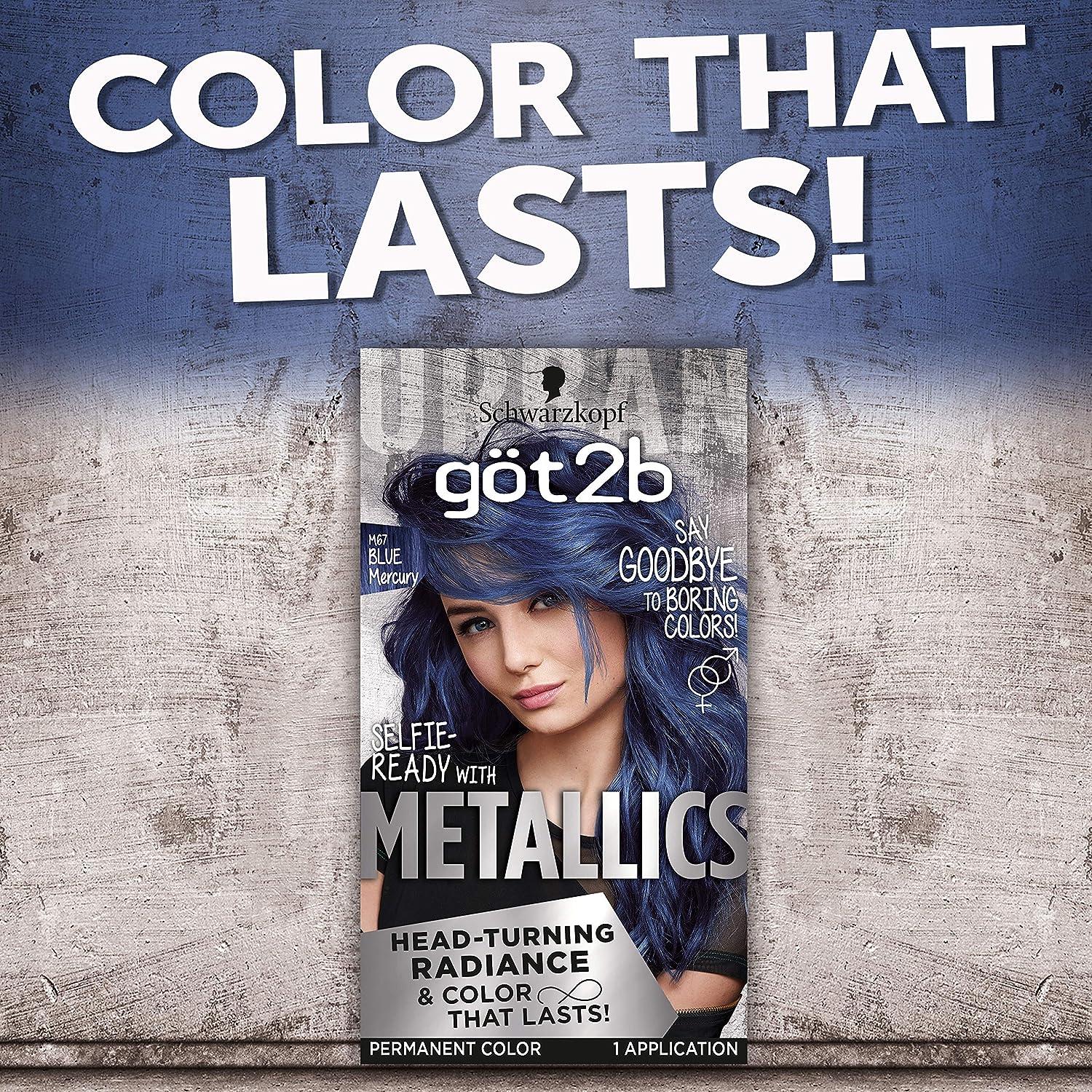 SCHWARZKOPF Got2b Metallics Hair Color - M67 Blue Mercury | Permanent ...