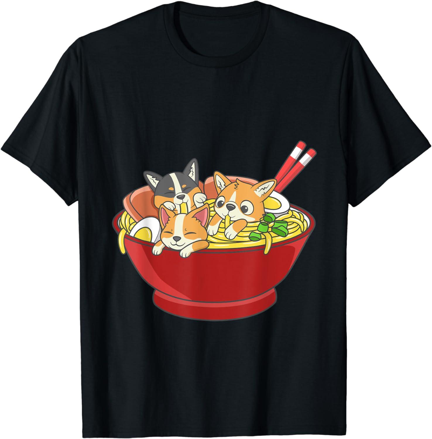 Anime Japanese Corgi Ramen Kawaii Ramen Noodle Life T-Shirt | Buy Now ...