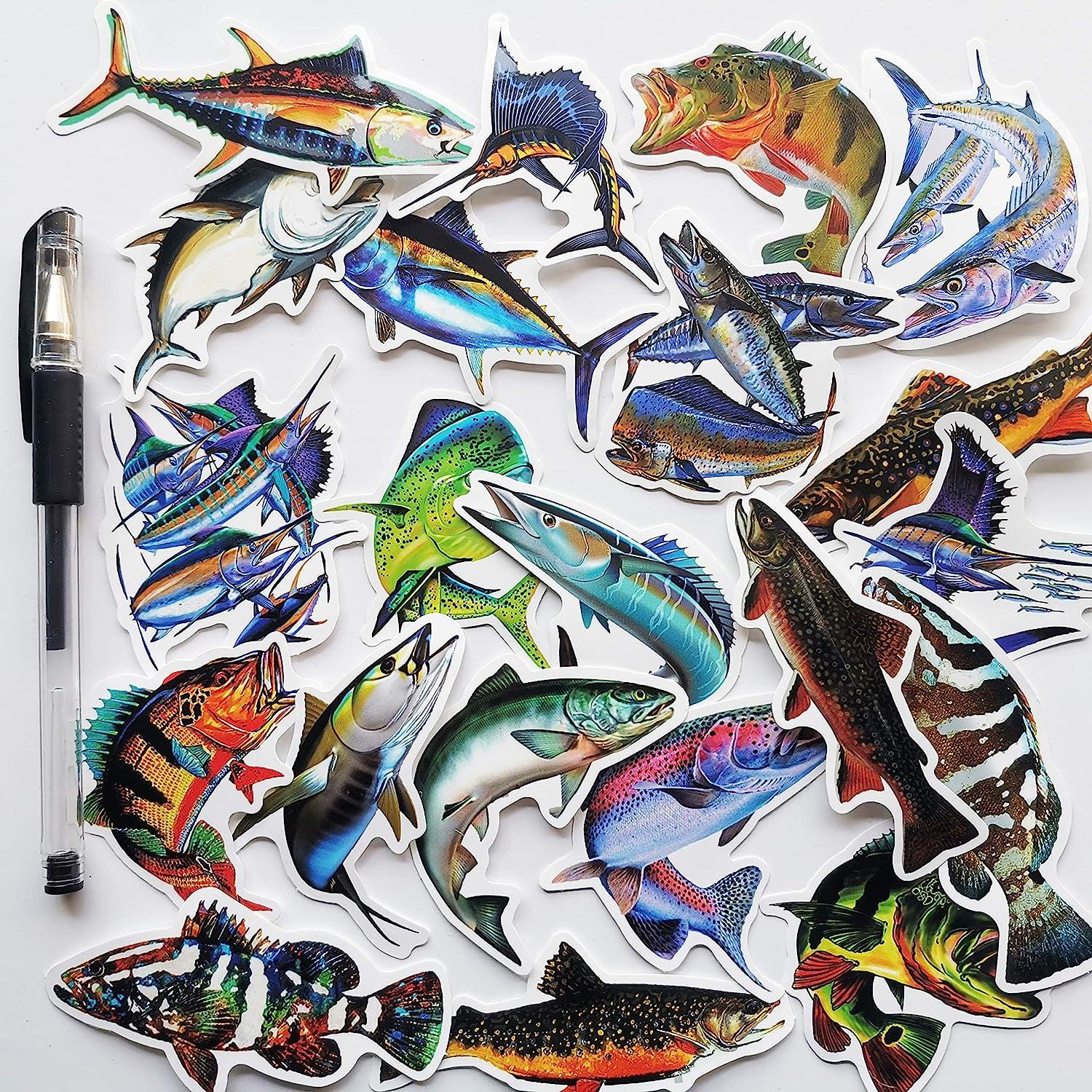 50Pcs Funny Fishing Rod Decals for Trucks, Windows, Boats - Grouper ...