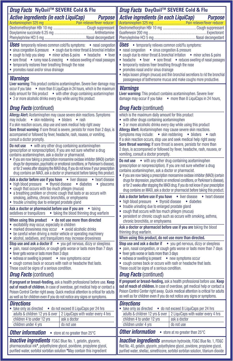Vicks DayQuil and NyQuil SEVERE Combo Cold & Flu Medicine - Max ...