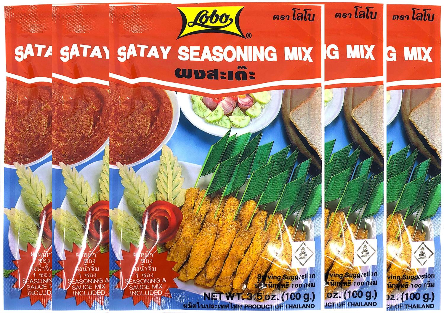 Lobo Thai Satay Peanut Sauce Mix - 5 Packs, 3.5 oz Each | Authentic ...