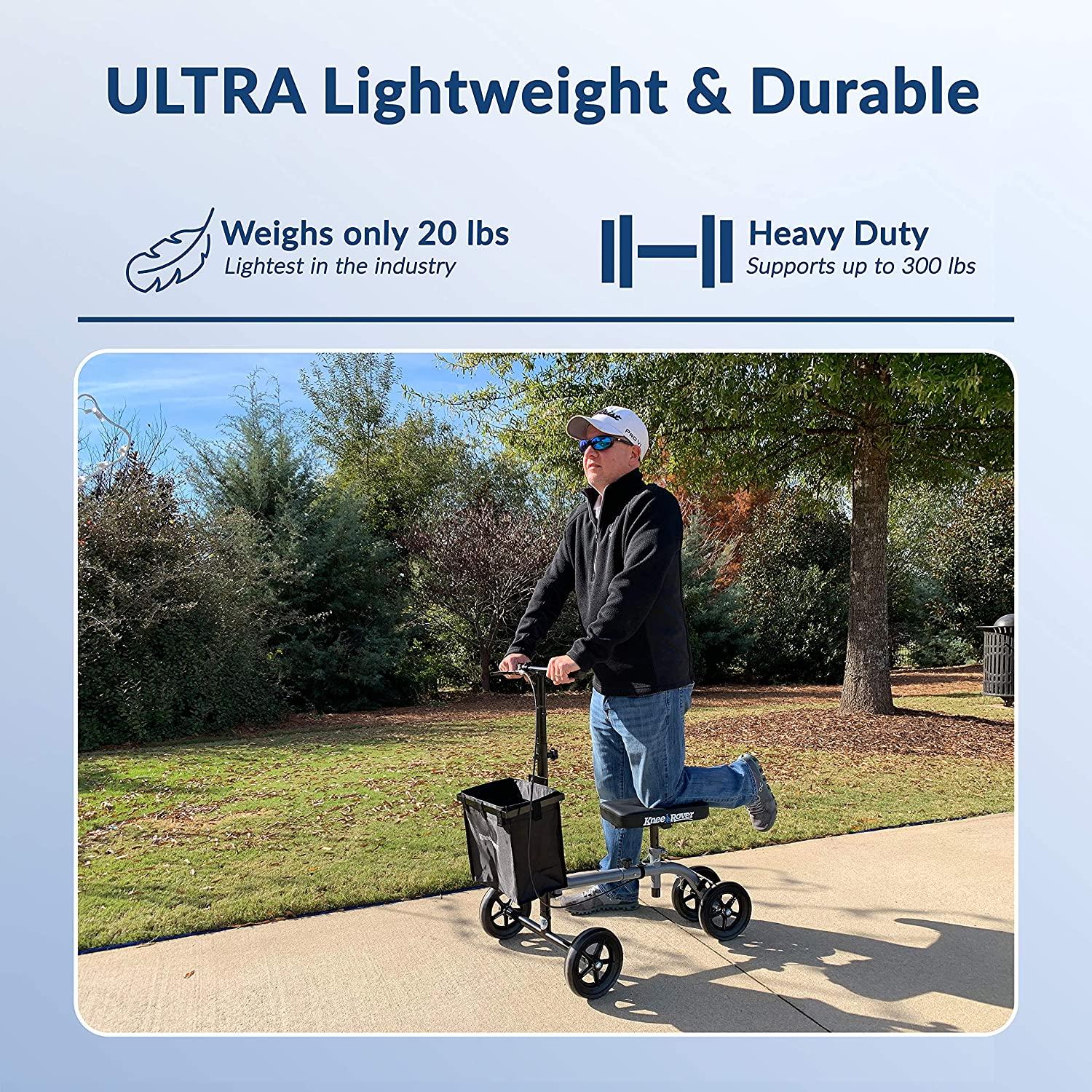 KneeRover Ultra Knee Walker - Lightweight Steerable Knee Scooter with ...