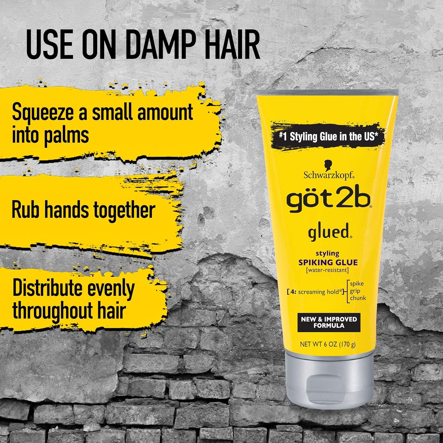 Got2b Glued Styling Hair Glue 6oz - Pack of 3 | Unscented Hair Spiking ...
