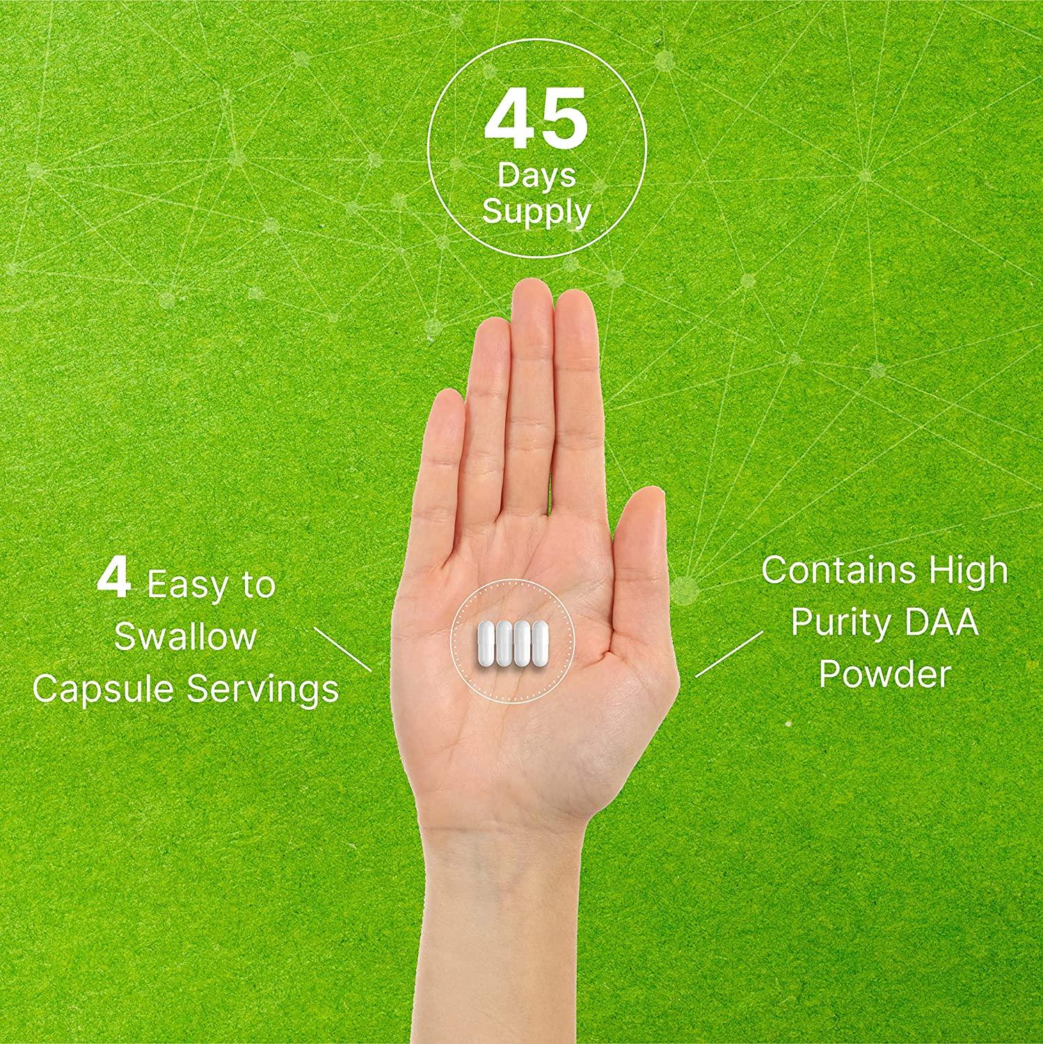 DAA D-Aspartic Acid 3000mg | 180 Capsules | Non-GMO | Gluten Free ...