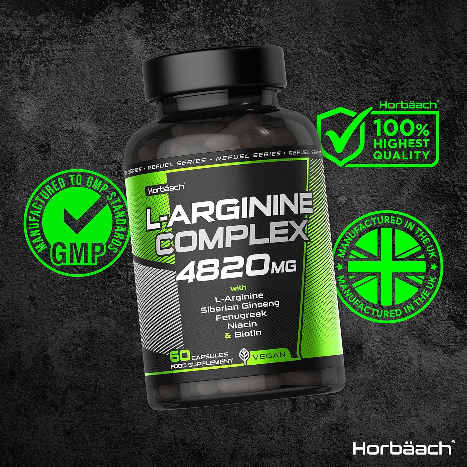 High Strength L-Arginine 4820mg Complex with Ginseng, Fenugreek, Niacin ...