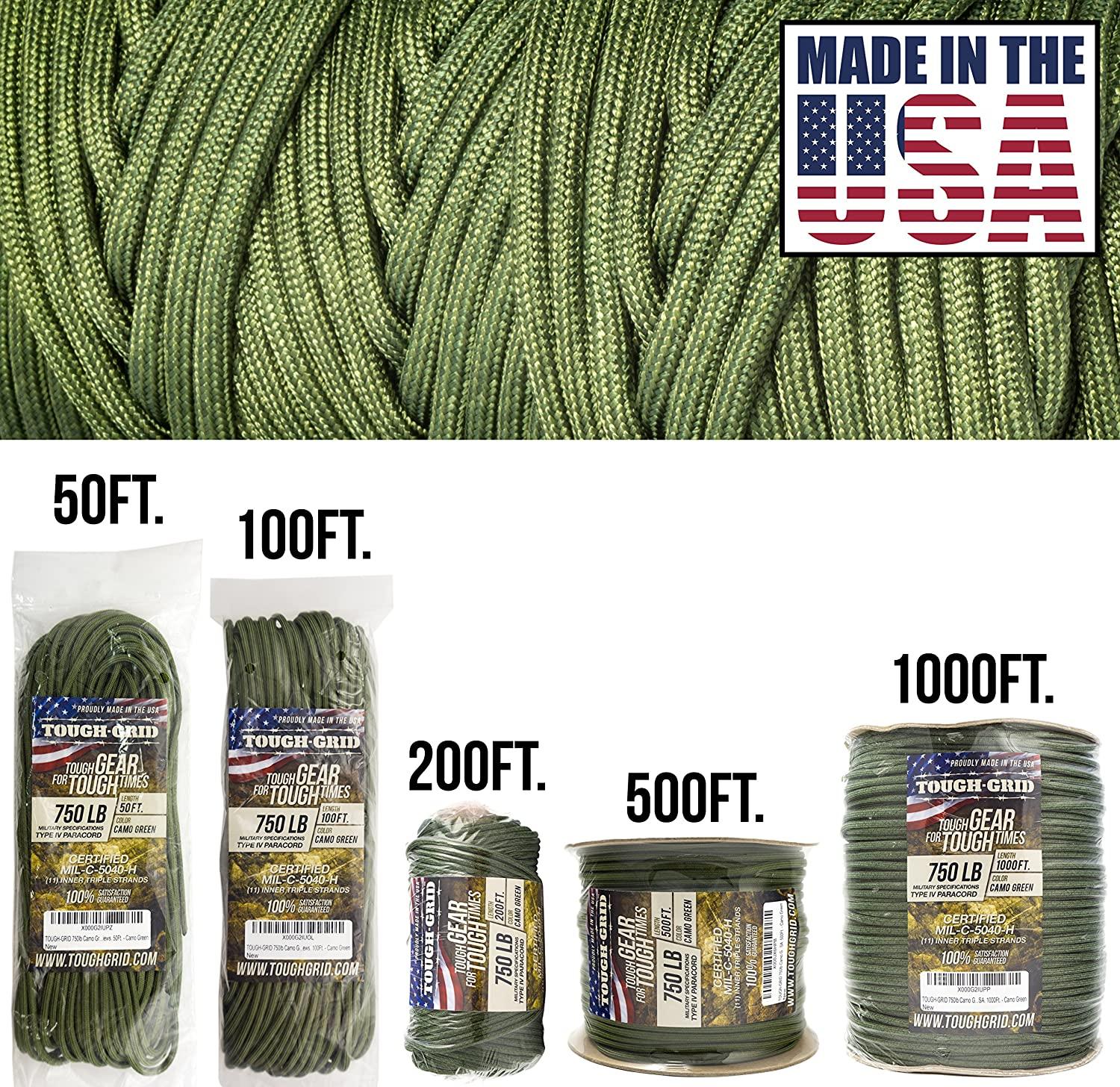 Tough-Grid 750lb Paracord - Genuine Mil Spec Type IV 750lb Paracord ...