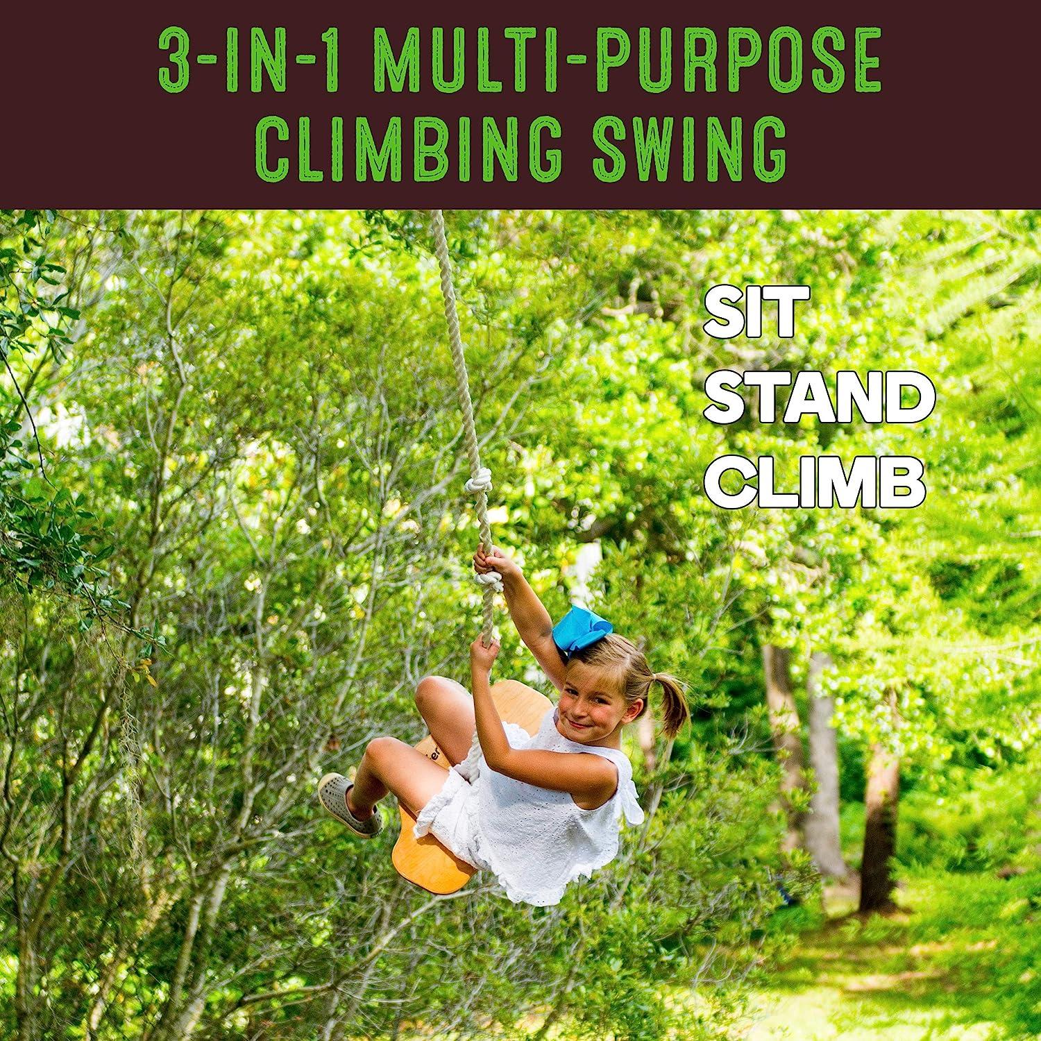 Swurfer Swift Maple Wood Disc Swing for Kids (Ages 4+) - Holds Up to ...