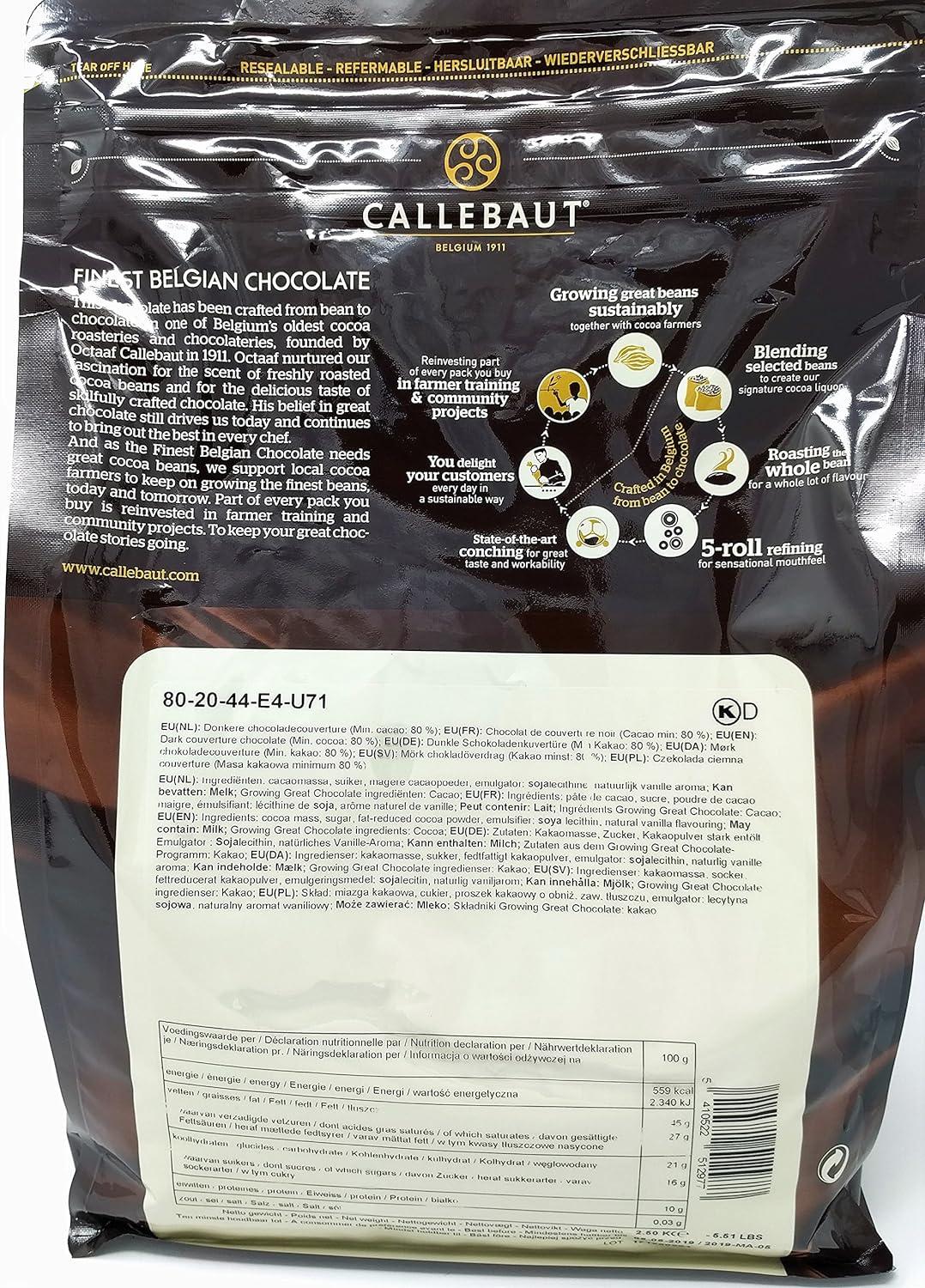 Callebaut Power 80 80% Belgian Dark Chocolate Couverture 2.5kg - Pack of 1 | Buy Now with ...
